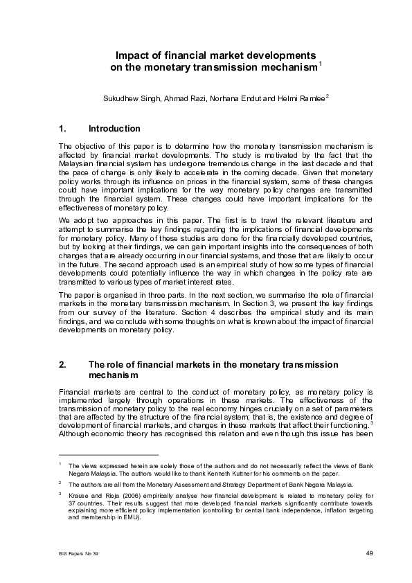 (PDF) Monetary Mechanism and Financial Market Changes