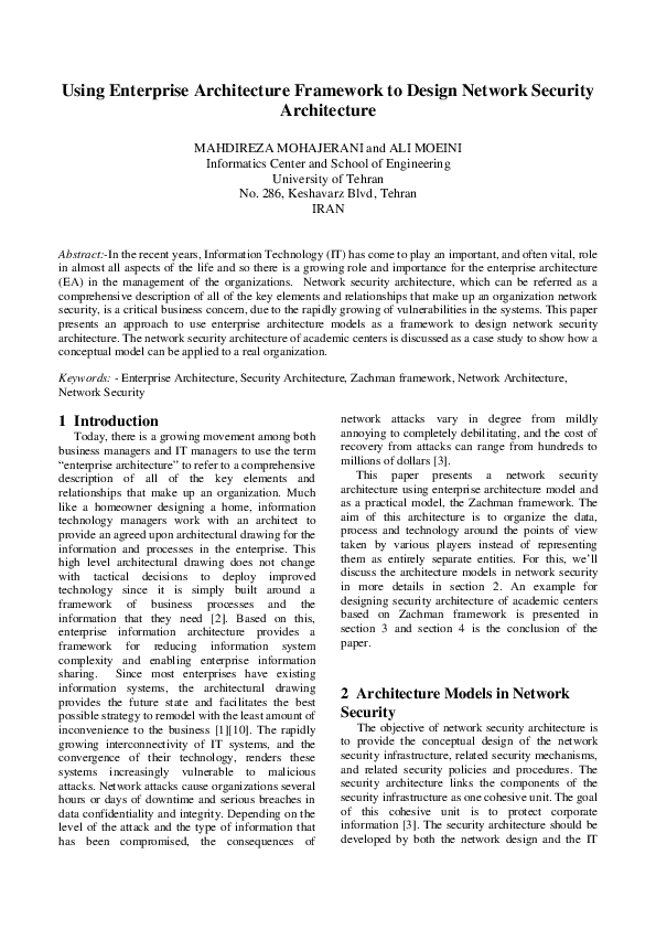 (PDF) Using Enterprise Architecture Framework to Design Network ...