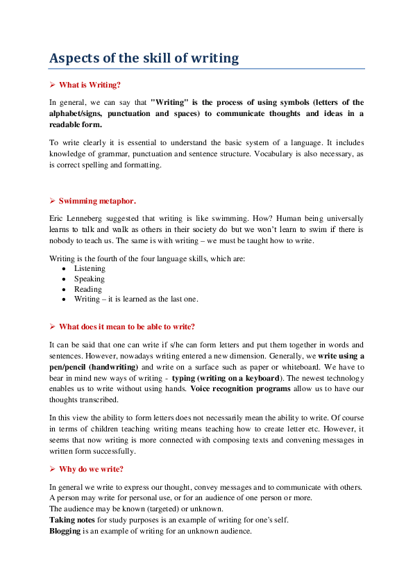 (DOC) Aspects of the skill of Writing