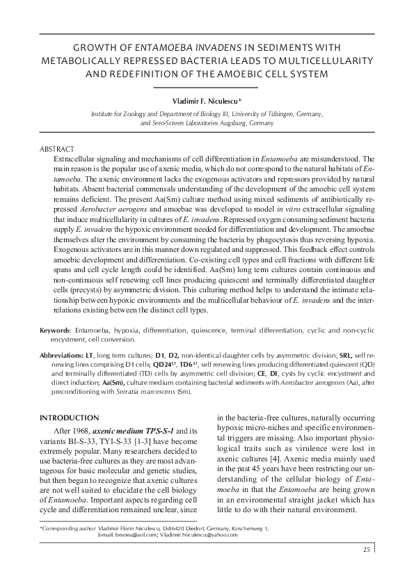 (PDF) Growth of Entamoeba invadens in sediments with metabolically ...