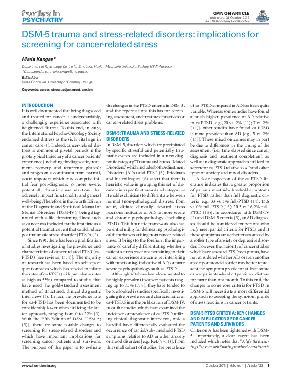 (PDF) DSM-5 Trauma and Stress-Related Disorders: Implications for ...