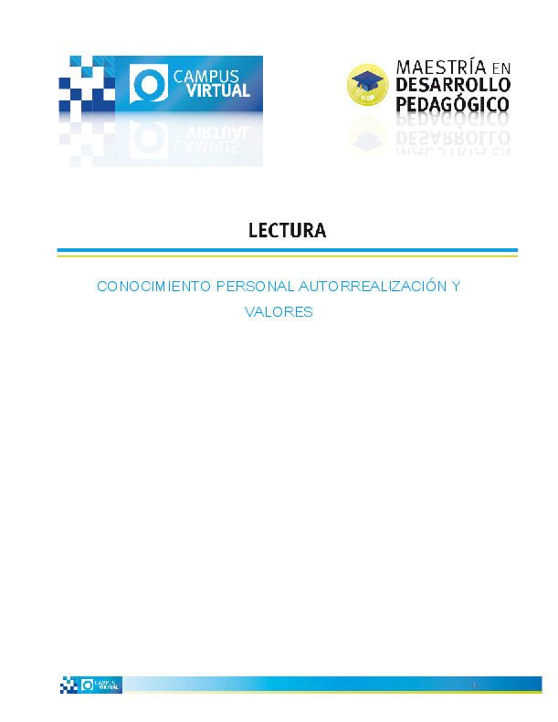 (PDF) CONOCIMIENTO PERSONAL AUTORREALIZACIÓN Y VALORES