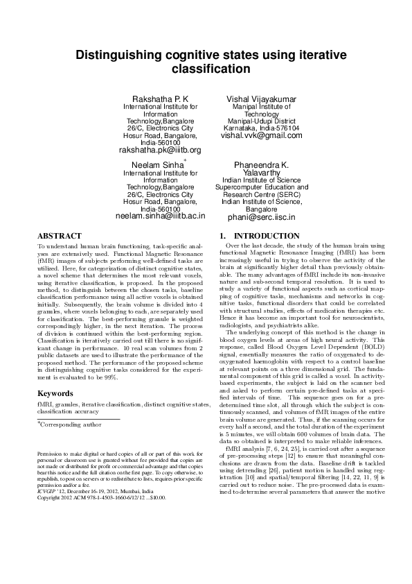 Pdf Distinguishing Cognitive States Using Iterative Classification