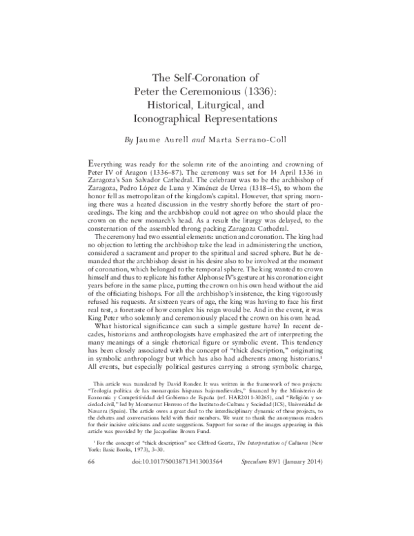 (PDF) Peter of Aragon Self-Coronation, 14th Century (Speculum 2014)
