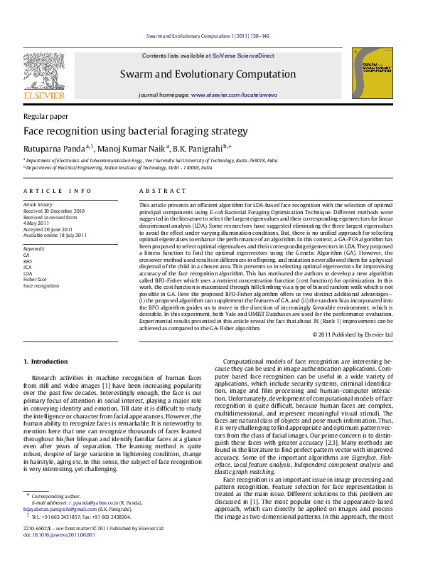 Face Recognition Using Bacterial Foraging Strategy