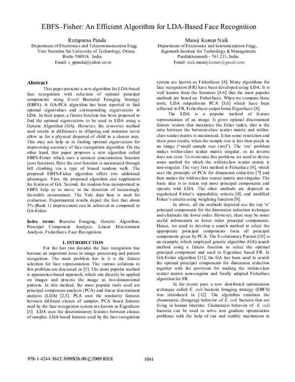 (PDF) EBFS-Fisher: An Efficient Algorithm for LDA-based Face Recognition