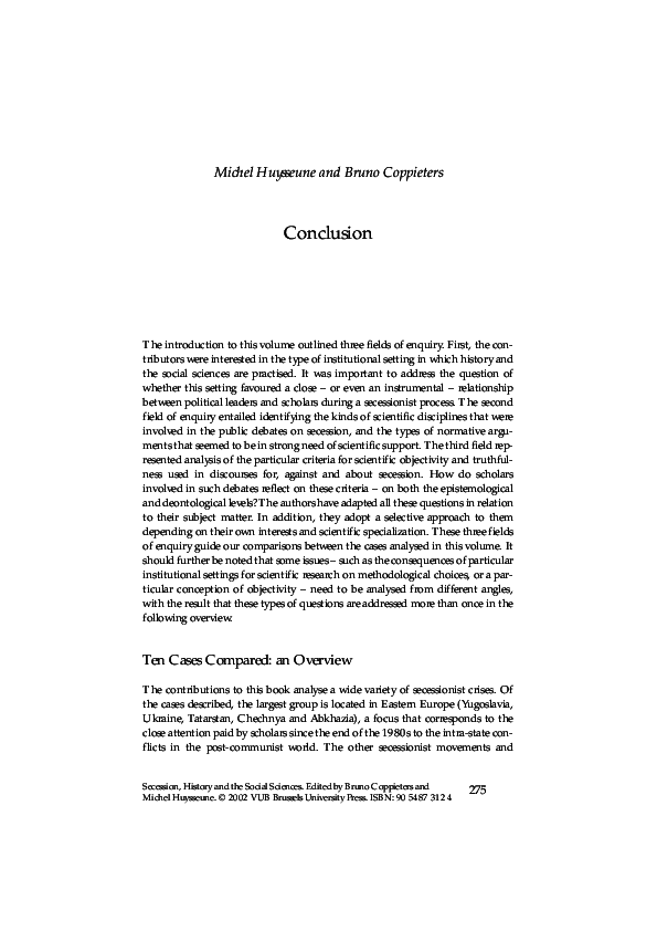 (PDF) Conclusion to Secession, History and the Social Sciences