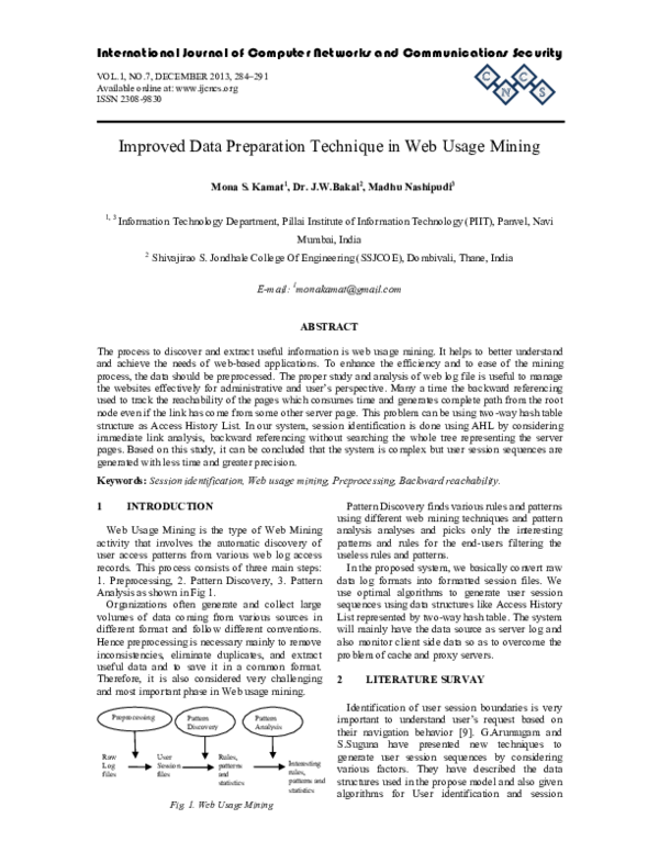 (PDF) Improved Data Preparation Technique in Web Usage Mining