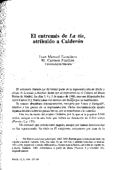 El entremes de La tia Calderon