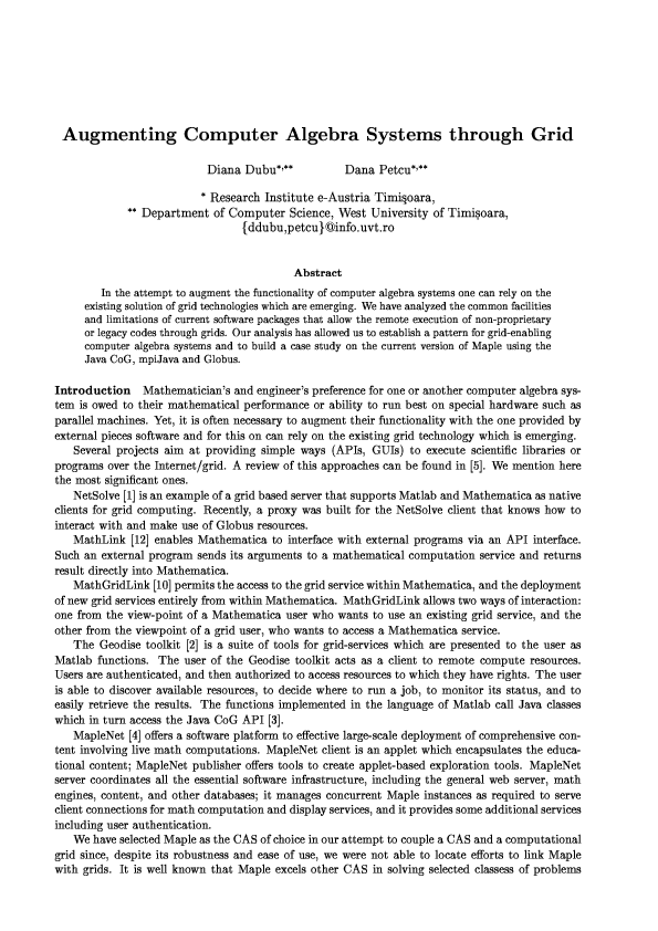 (PDF) Augmenting computer algebra systems through grid
