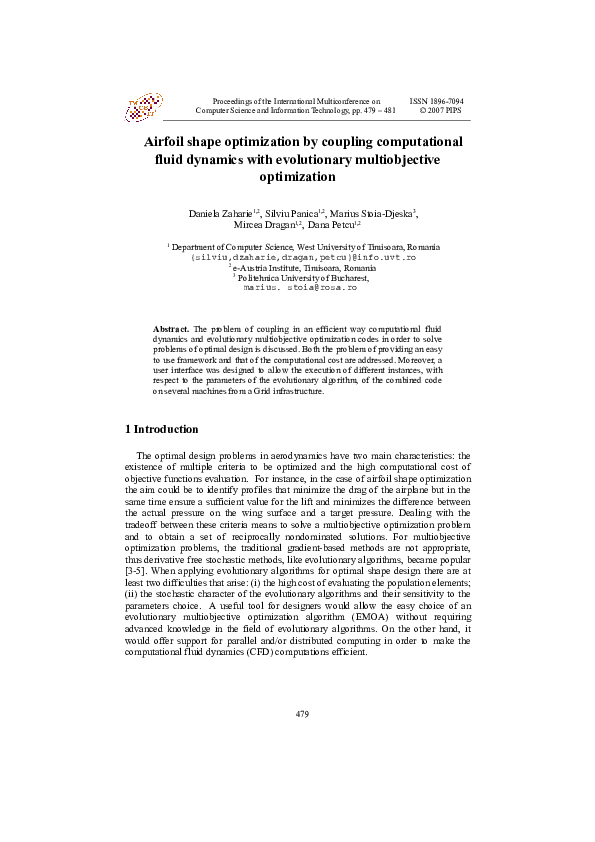 Pdf Airfoil Shape Optimization By Coupling Computational Fluid Dynamics With Evolutionary