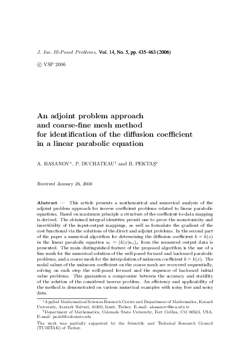 (PDF) An adjoint problem approach and coarse-fine mesh method for ...