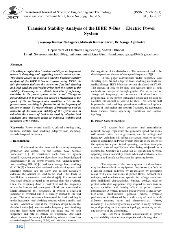 (PDF) PP 161-166 Transient Stability Analysis of the IEEE 9-Bus Electric Power swaroop