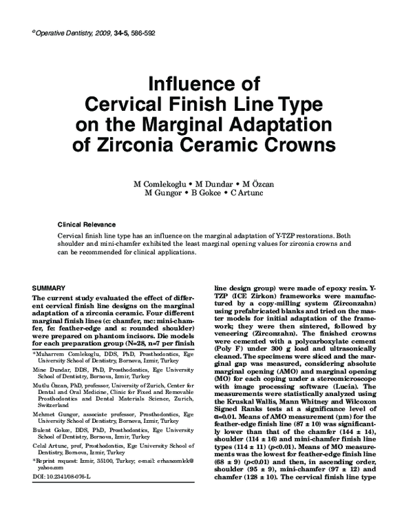 (PDF) Influence of Cervical Finish Line Type on the Marginal Adaptation ...