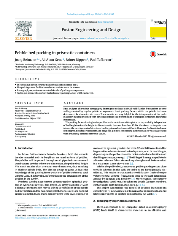 (PDF) pebble bed packing in prismatic containers