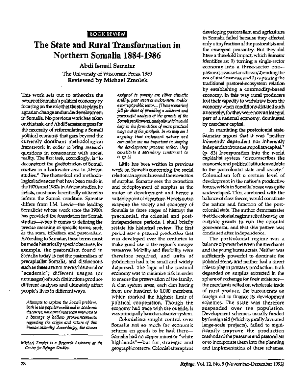 (PDF) Review of The State and Rural Transformation in Northern Somalia ...