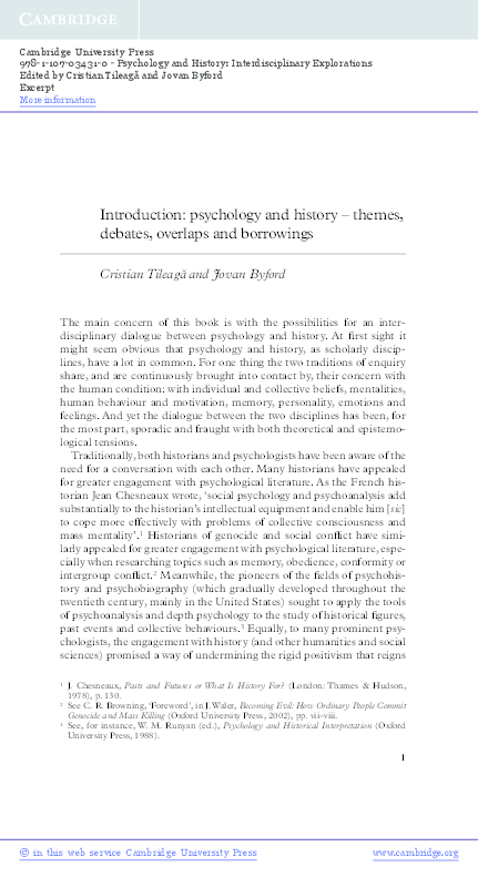(PDF) Psychology and History: Interdisciplinary Explorations