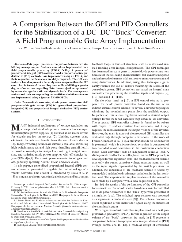 (PDF) A Comparison Between the GPI and PID Controllers for the Stabilization of a DC–DC "Buck ...