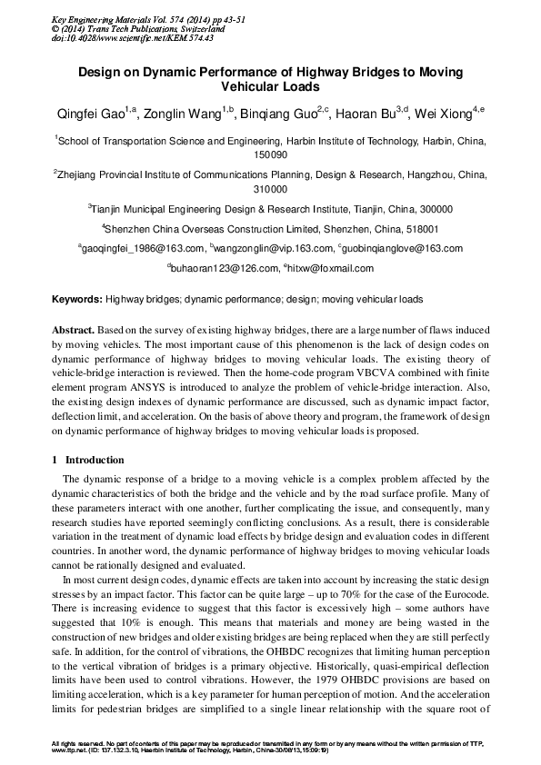 (PDF) Design on Dynamic Performance of Highway Bridges to Moving ...