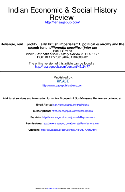 (PDF) Revenue, rent…profit? Early British imperialism1, political ...