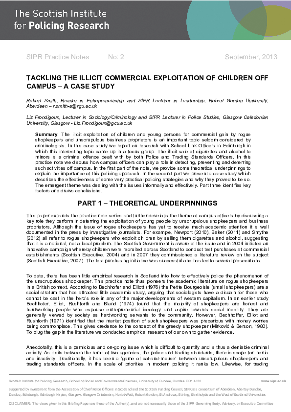(PDF) Tackling the illicit commercial exploitation of children off ...