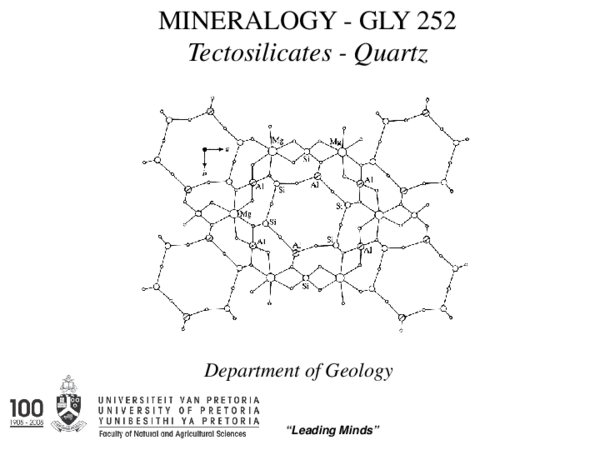 (PDF) MINERALOGY -GLY 252 Tectosilicates -Quartz Department of Geology ...