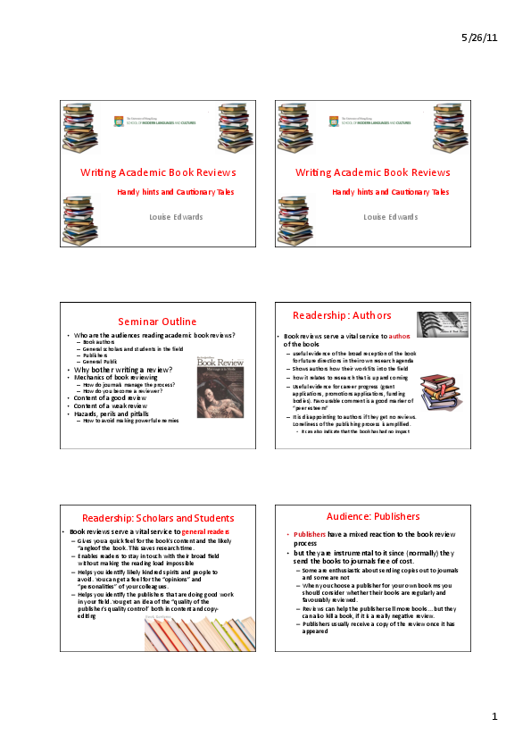 (PDF) Writing Academic Book Reviews