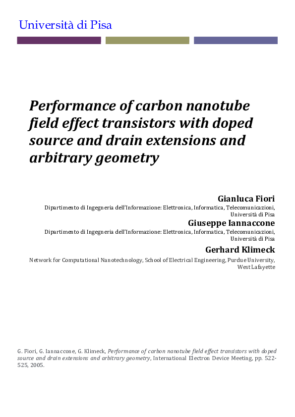 Pdf Performance Of Carbon Nanotube Field Effect Transistors With Doped Source And Drain