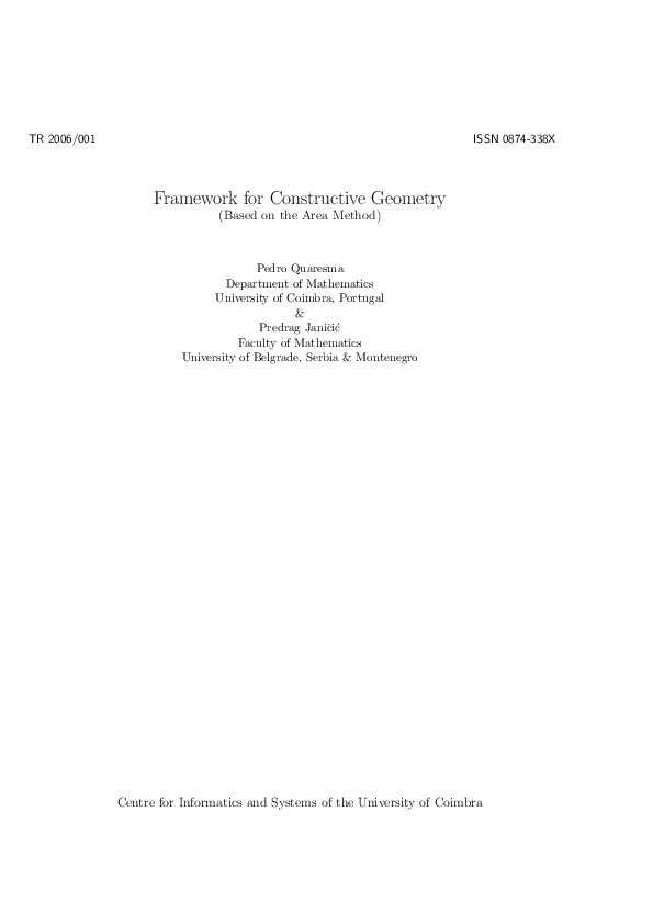 (PDF) Framework for Constructive Geometry (Based on the Area Method