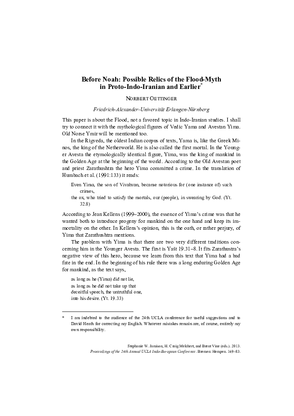 (PDF) Before Noah: Possible Relics of the Flood-Myth in Proto-Indo ...