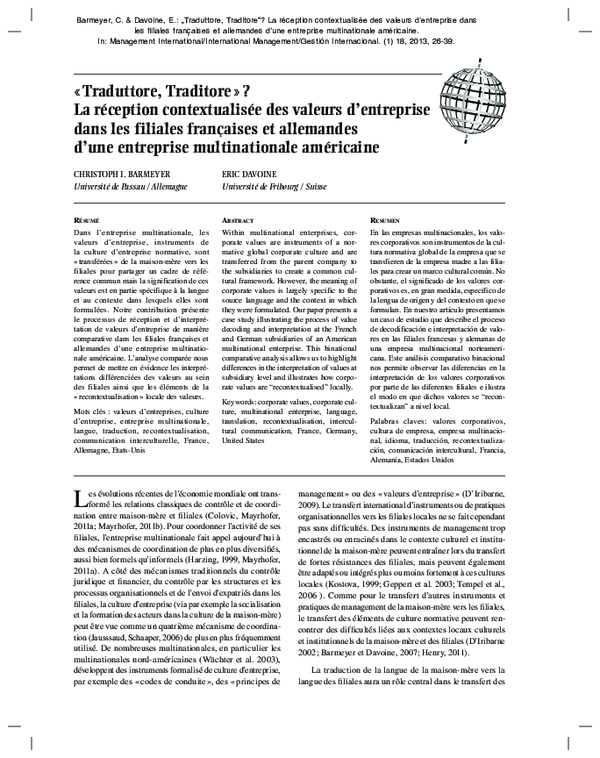 „Traduttore, Traditore“? La réception contextualisée des valeurs d ...