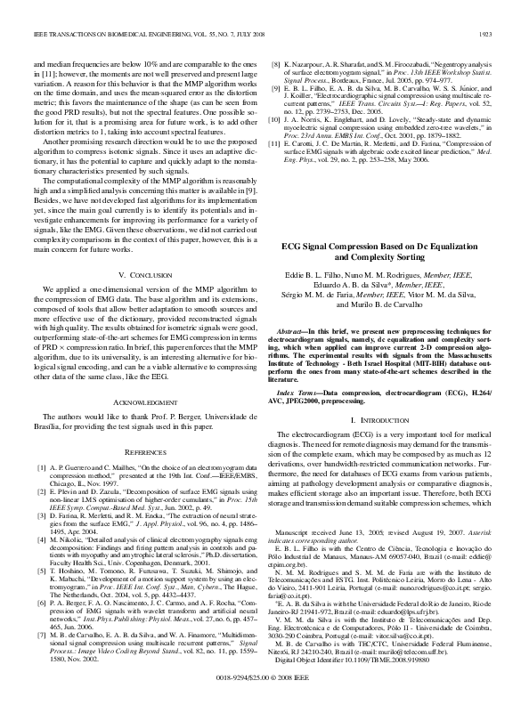 Pdf Ecg Signal Compression Based On Dc Equalization And Complexity