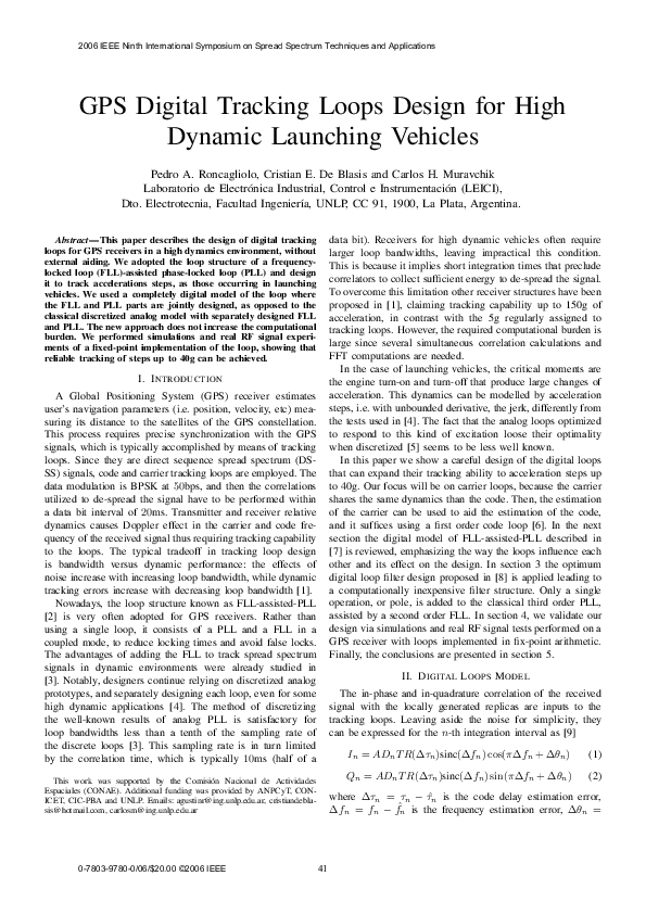 (PDF) GPS Digital Tracking Loops Design for High Dynamic Launching Vehicles