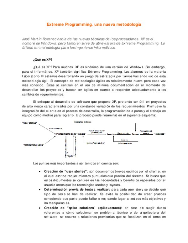 (PDF) Extreme Programming, una nueva metodología