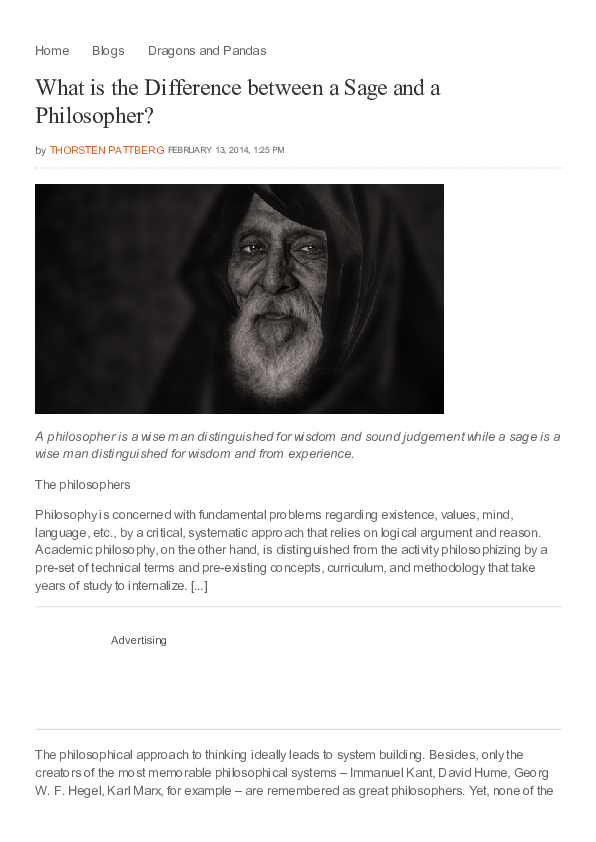 (PDF) What is the Difference between a Sage and a Philosopher?