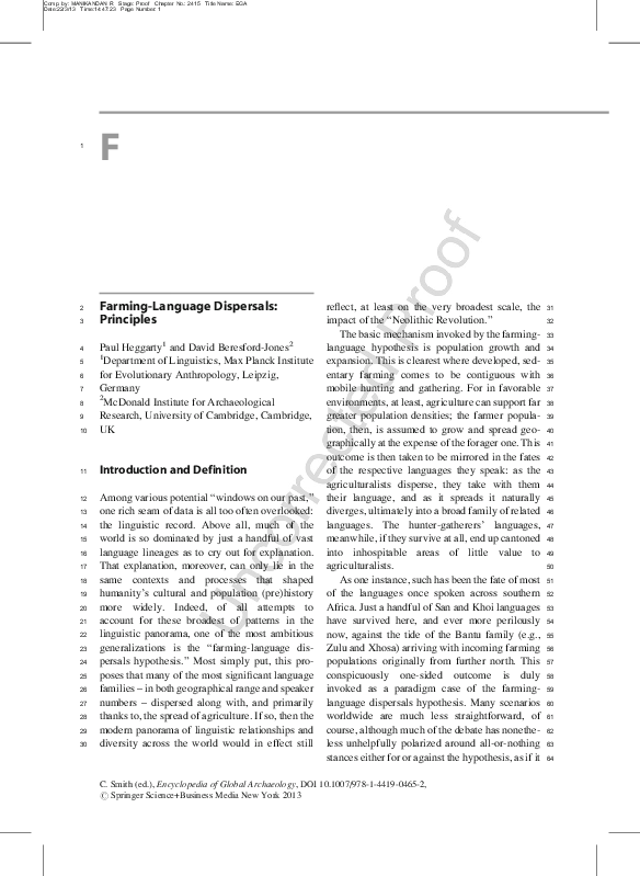 (PDF) Farming-language dispersals: Principles