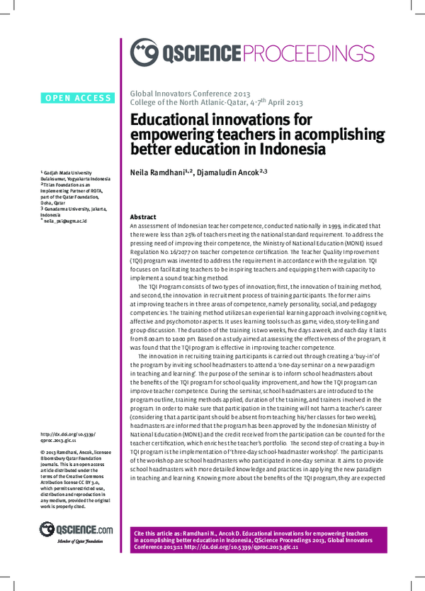 (PDF) Innovation in Education is an important aspect when we discussed ...