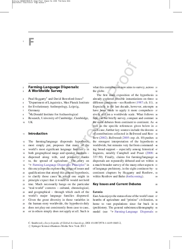 (PDF) Farming-language dispersals (2): a worldwide survey