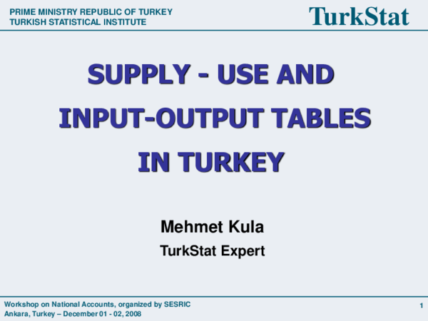 (PDF) SUPPLY - USE AND INPUT-OUTPUT TABLES IN TURKEY