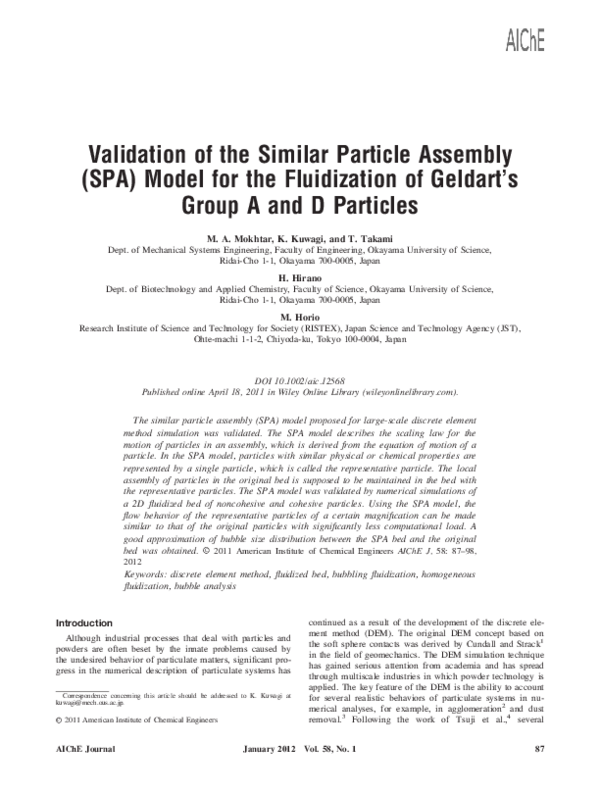 (PDF) Validation of the Similar Particle Assembly (SPA) Model for the ...
