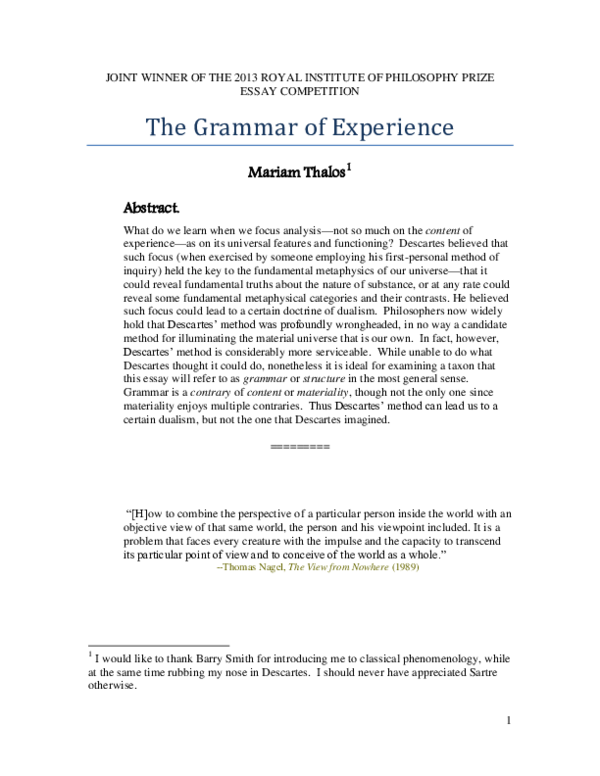 (DOC) The grammar of experience