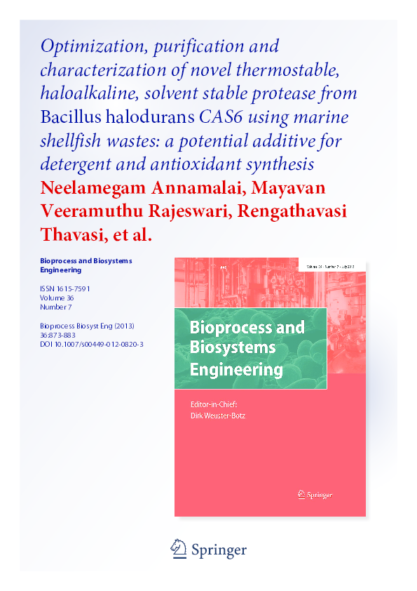(PDF) Optimization, purification and characterization of novel thermostable, haloalkaline ...