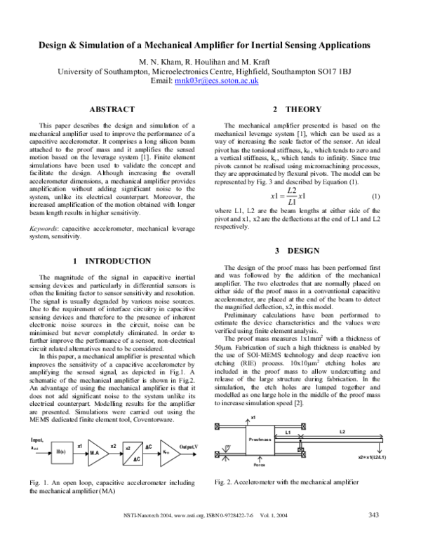 (PDF) Design & Simulation of a Mechanical Amplifier for Inertial ...