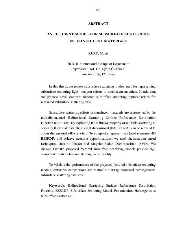 An Efficient Model for Subsurface Scattering in Translucent Materials