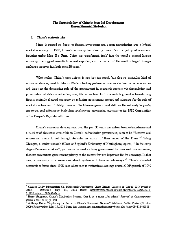 (PDF) The Sustainability of China's State-led Development China's ...