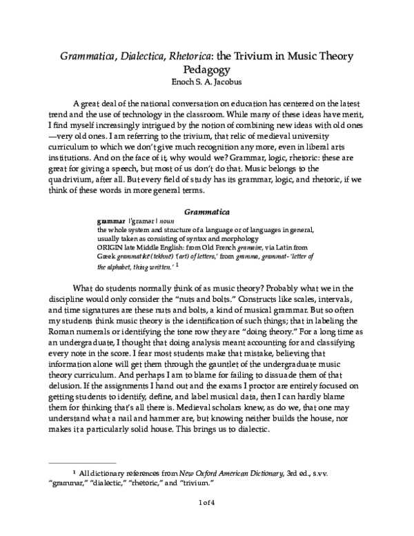 (PDF) Grammatica, Dialectica, Rhetorica—the Trivium in Music Theory ...