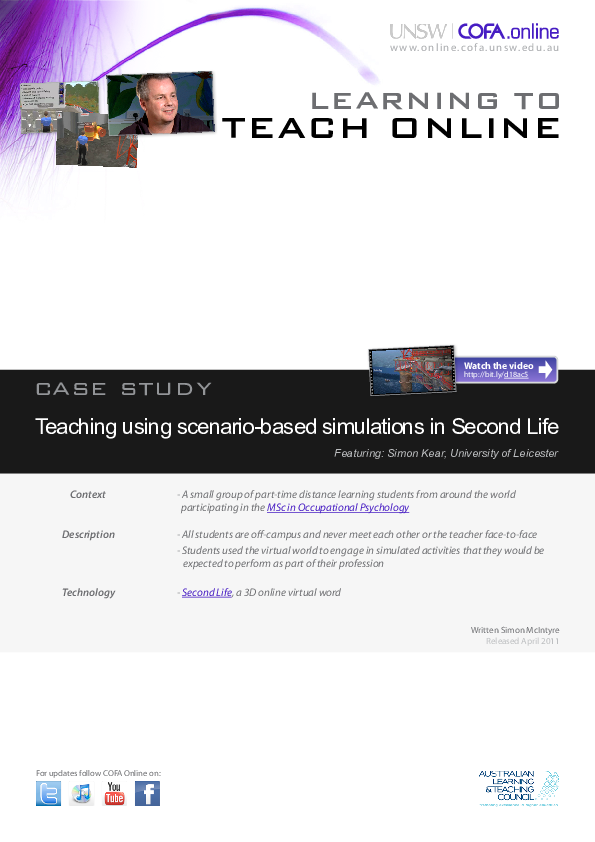(PDF) Teaching using scenario based simulations in Second Life - Case study