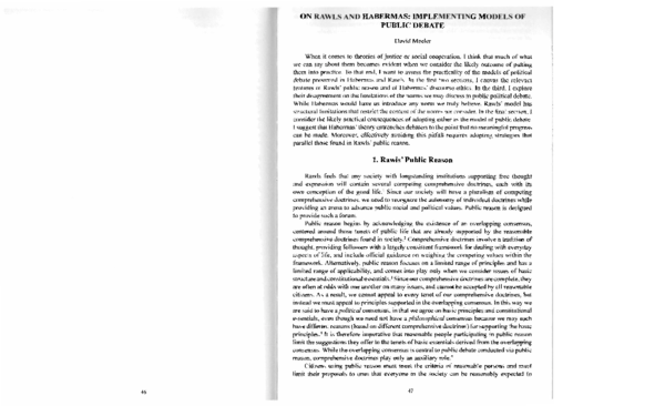 (PDF) On Rawls and Habermas: Implementing Models of Public Debate