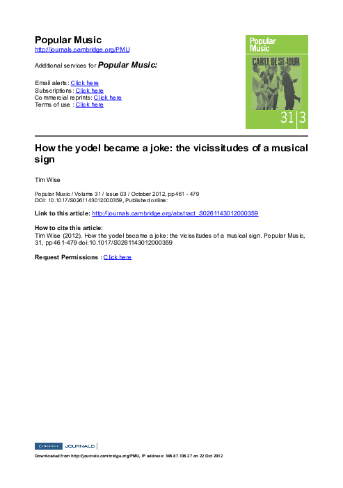 (PDF) How the Yodel became a Joke: the Vicissitudes of a Musical Sign