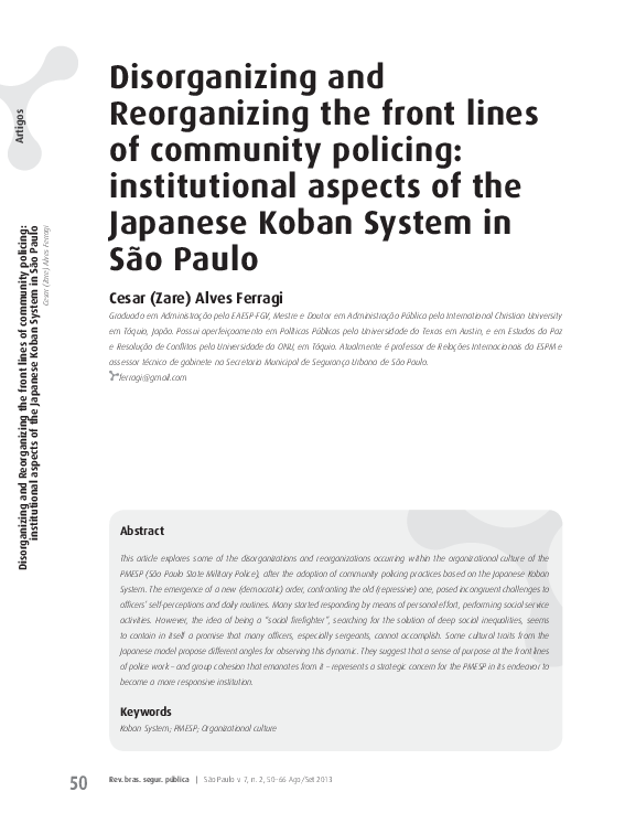 (PDF) Japanese Koban System in Sao Paulo Cesar (Zare) Alves Ferragi ...